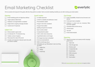 Email Marketing Checklist | Printable PDF | Everlytic
